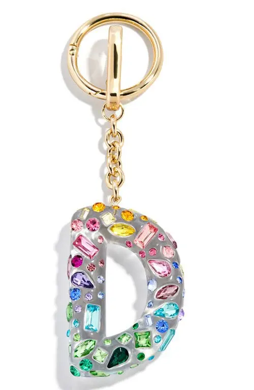 Baublebar Crystal Initial Key Ring Bag Charm - Clear Multi - D