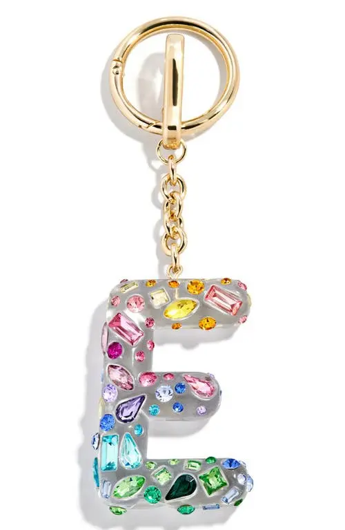 Baublebar Crystal Initial Key Ring Bag Charm - Clear Multi - E