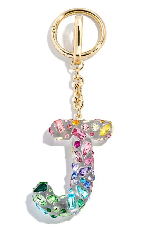 Baublebar Crystal Initial Key Ring Bag Charm - Clear Multi - J