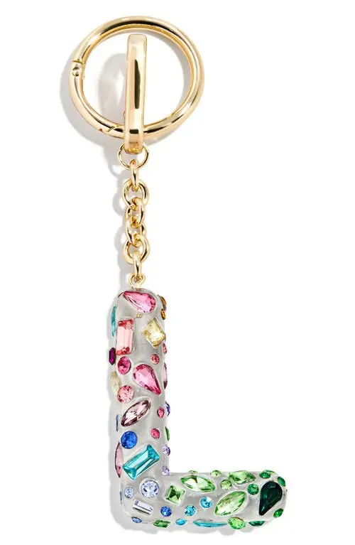 Baublebar Crystal Initial Key Ring Bag Charm - Clear Multi - L