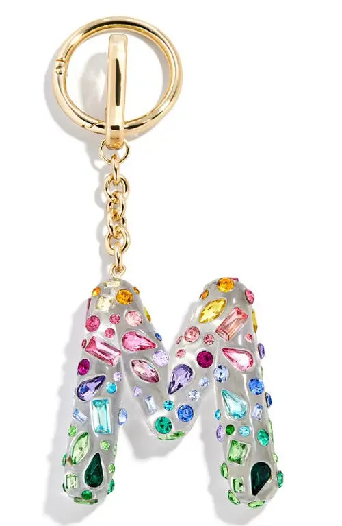 Baublebar Crystal Initial Key Ring Bag Charm - Clear Multi - M
