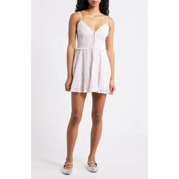 LoveShackFancy Lace Sleeveless Fit & Flare Minidress - Orchid Ice
