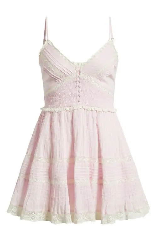 LoveShackFancy Lace Sleeveless Fit & Flare Minidress - Orchid Ice