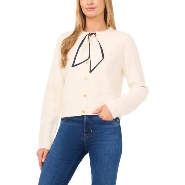 CECE DUPRAZ Tie Scarf Cardigan - Butter Ivory