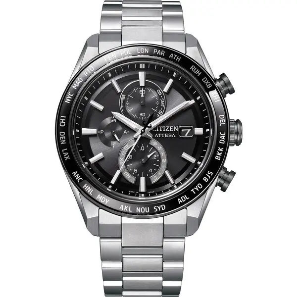 Citizen Attesa Atomic Timekeeping Chronograph Super Titanium™ Bracelet Watch - Dark Grey/silver