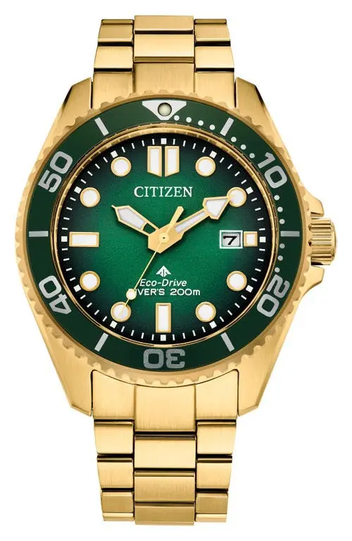 Citizen Promaster Sea Eco-drive Bracelet Watch - Green/goldone