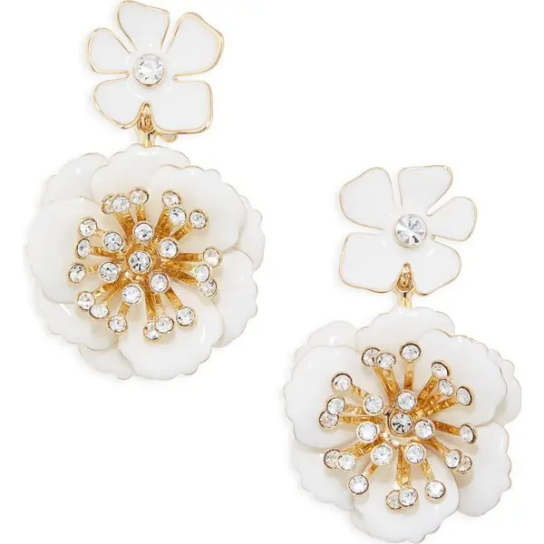 Carolina Herrera Floral Dangle Earrings - White
