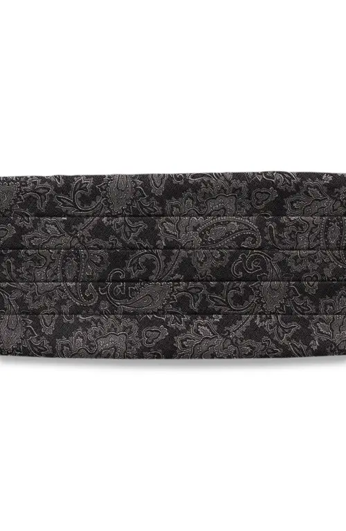 BEAU TIES OF VERMONT Solti Cummerbund - Black/grey Paisley