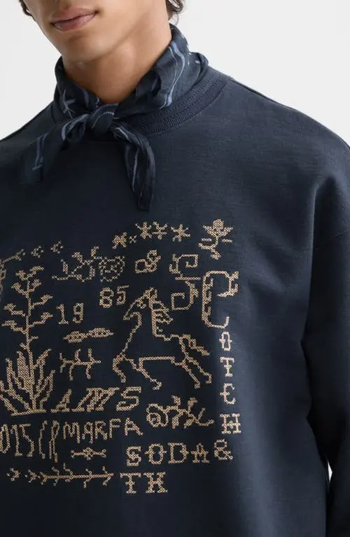 Scotch & Soda Cross-stitch Artwork Cotton Sweatshirt