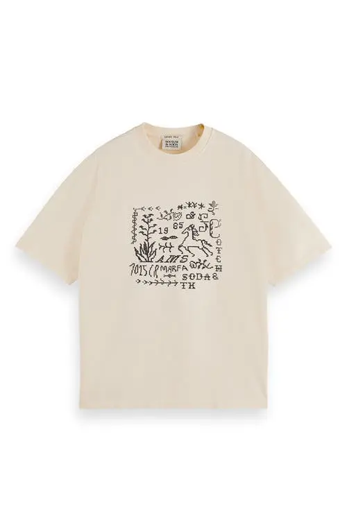 Scotch & Soda Cross-stitched Artwork Cotton T-shirt