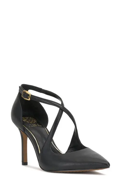 Vince Camuto Noreta Ankle Strap Pointed Toe Pump - Black Ecoshe