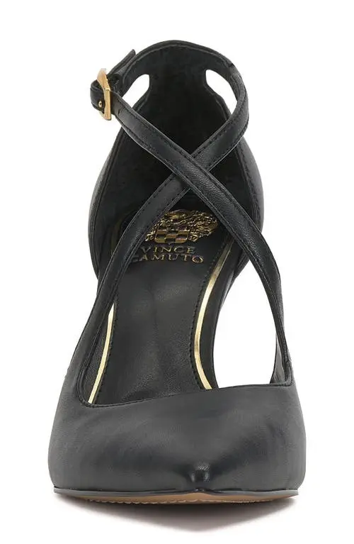 Vince Camuto Noreta Ankle Strap Pointed Toe Pump - Black Ecoshe