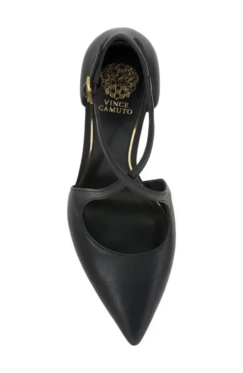 Vince Camuto Noreta Ankle Strap Pointed Toe Pump - Black Ecoshe