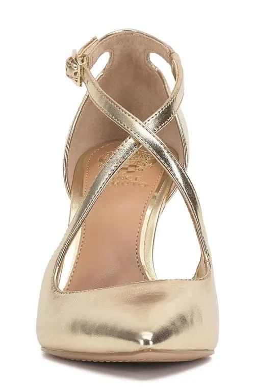 Vince Camuto Noreta Ankle Strap Pointed Toe Pump - Egyptian Gold Metallic