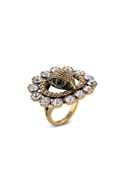 Kurt Geiger Crystal Eagle Cocktail Ring - Brass/crystal