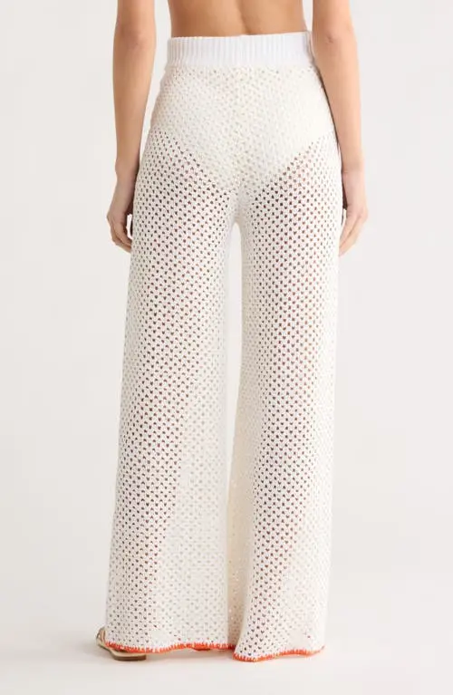 Elan Metallic Open Stitch Cover-up Pants - White