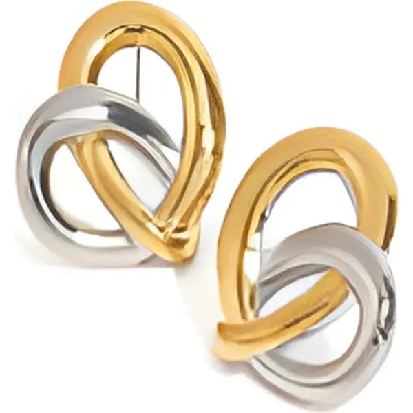 MACRAE & CO. Twisted Heart Two-tone Earrings - Gold/silver