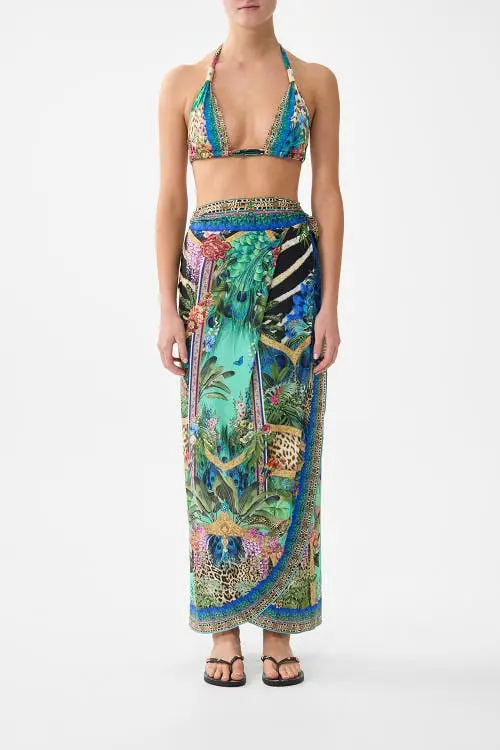 Camilla Draped Wrap Maxi Sarong With Tie Waist - Animal Alchemy