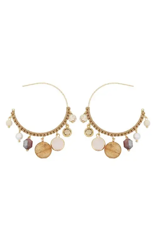 PANACEA Multi Stone Hoop Earrings - Beige