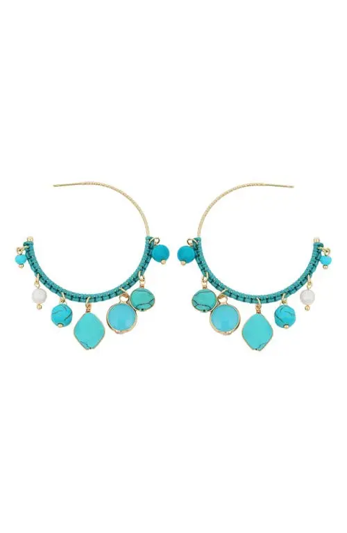PANACEA Multi Stone Hoop Earrings - Turquoise