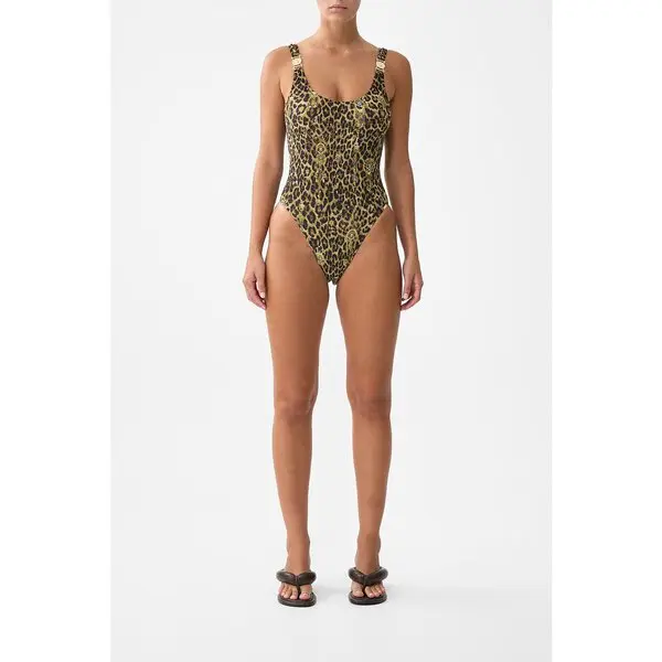 Camilla Crinkle Stretch Scoop Neck One Piece - Feline Folklore