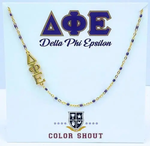 COLOR SHOUT Delta Phi Epsilon Greek Letter Necklace - Yellow Gold