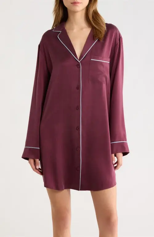 Lunya Washable Silk Sleepshirt - Vintage Merlot/frosted Lagoon