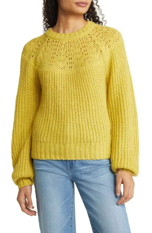 Bobeau Balloon Sleeve Crewneck Sweater