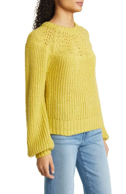 Bobeau Balloon Sleeve Crewneck Sweater