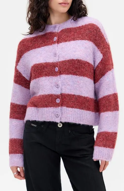 BDG URBAN OUTFITTERS Dakota Stripe Cardigan - Pink Stripe