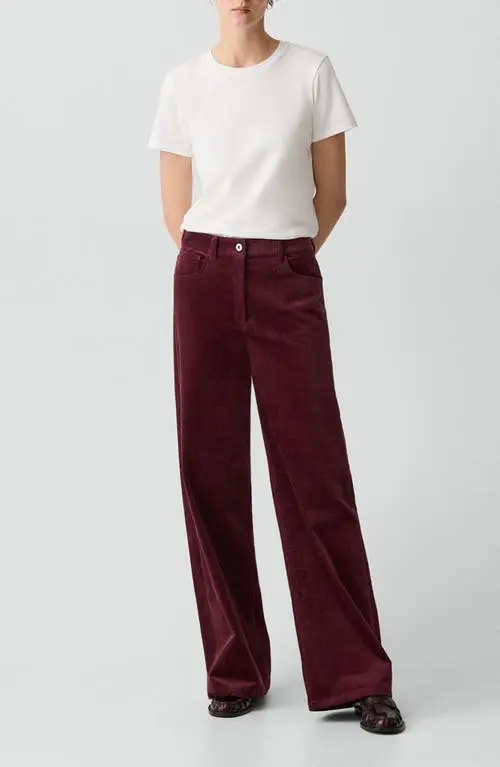 Theory Wide Leg Corduroy Trousers - Port Red