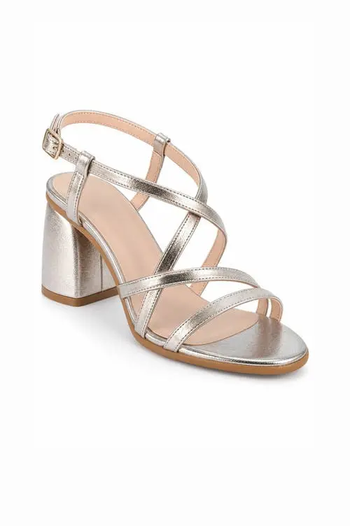 MENINA STEP Cloe Leather Heeled Sandal - Silver