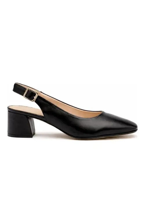 MENINA STEP Pia Leather Slingback Pump - Black