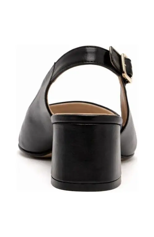 MENINA STEP Pia Leather Slingback Pump - Black
