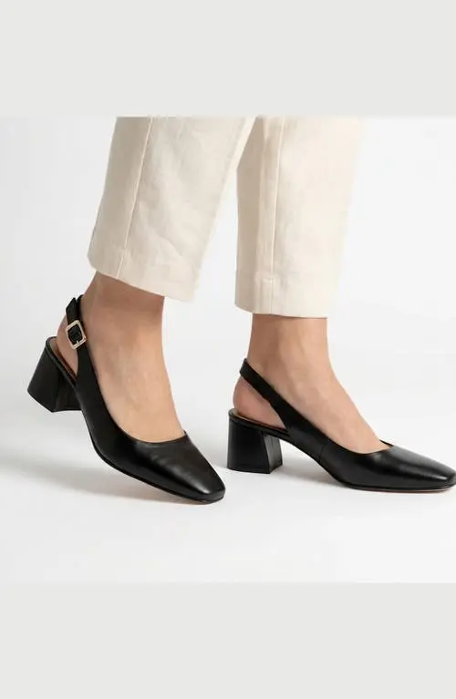 MENINA STEP Pia Leather Slingback Pump - Black