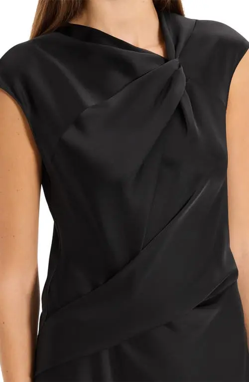 Theory Satin Midi Dress With Twist Bodice - Black