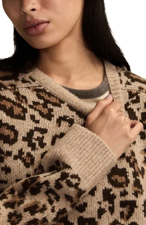 Lucky Brand Animal Print Crewneck Sweater