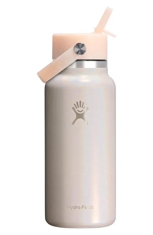 HYDRO FLASK 32-ounce Wide Mouth Flex Straw Cap Bottle - Glimmer Cream