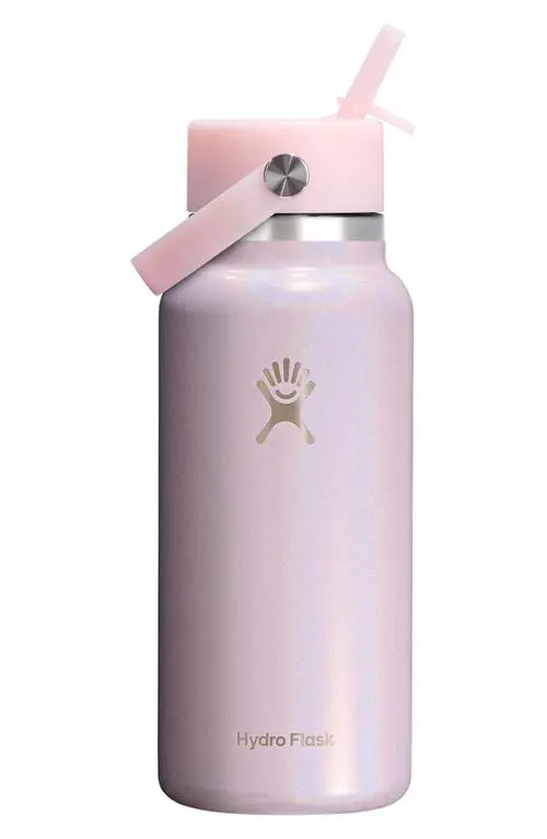 HYDRO FLASK 32-ounce Wide Mouth Flex Straw Cap Bottle - Glimmer Pink