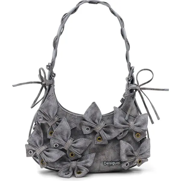 Desigual Butterfly Appliqué Crossbody Bag - Light Gray