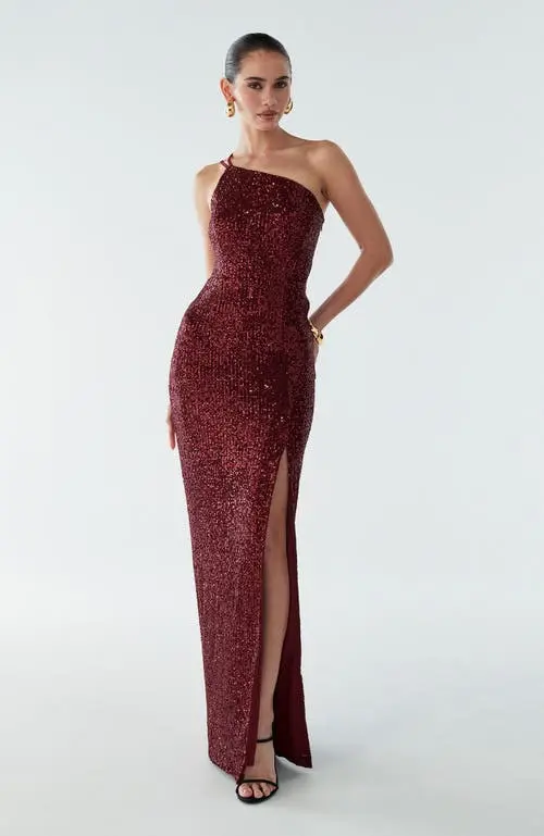 BWLDR Boston Maxi Dress - Burgundy Sequin