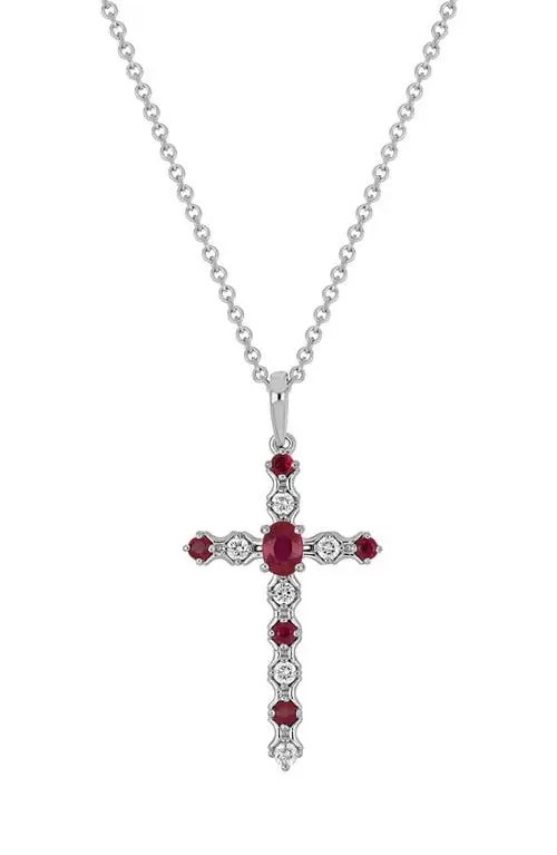 Bony Levy El Mar Diamond & Gemstone Cross Pendant Necklace - 18k White Gold Ruby