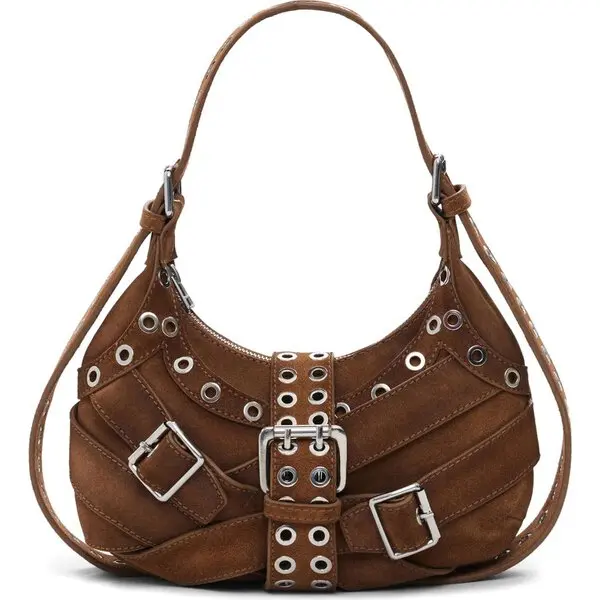 Desigual Grommet Trim Faux Leather Shoulder Bag - Brown
