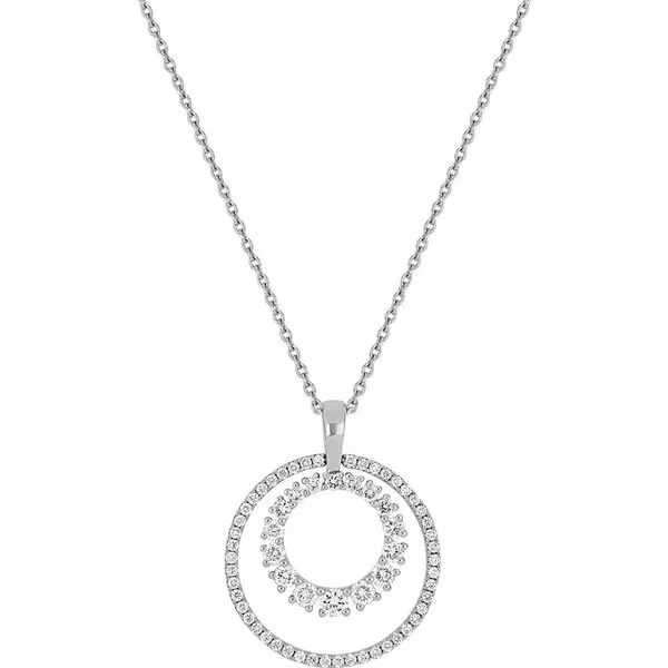 Bony Levy Solstice 18k Gold Double Diamond Circle Pendant Necklace - 18k White Gold