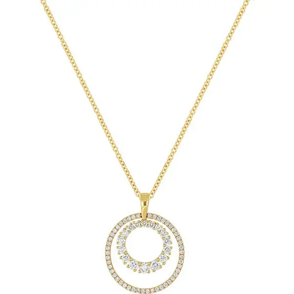 Bony Levy Solstice 18k Gold Double Diamond Circle Pendant Necklace - 18k Yellow Gold