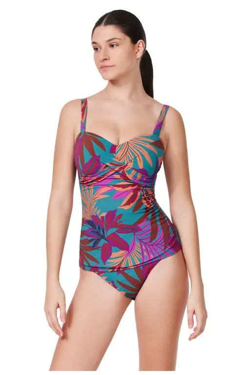 GOTTEX Plantopia D-cup Tankini Top - Multi-teal