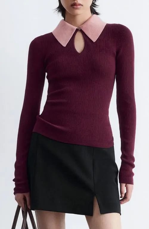 & Other Stories Keyhole Collar Ribbed Sweater