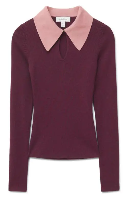 & Other Stories Keyhole Collar Ribbed Sweater