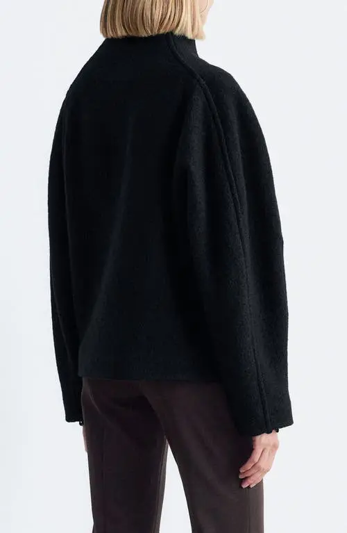 & Other Stories Asymmetric Oversized Wool Jacket - Black Dark