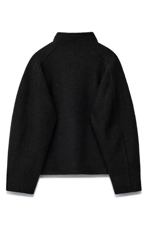 & Other Stories Asymmetric Oversized Wool Jacket - Black Dark